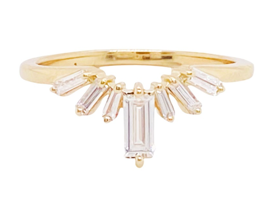 Starburst Baguette Diamond Curved Tracer Band – Five Star Jewelry Brokers